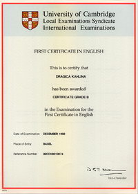 FCE (First Certificate in English) - первый кембриджский сертификат